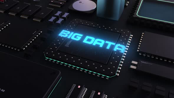 big data header on the background of microprocessors on a circuit board ...