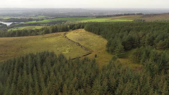 A top view panning over English moorland and countryside, Stock Footage