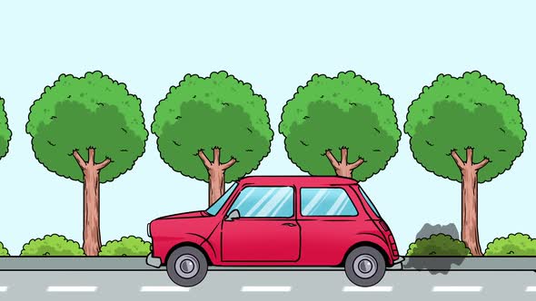 Old Car Driving On The Road, Motion Graphics | VideoHive