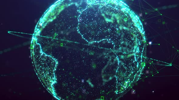 Data Earth in Digital Space Blue, Motion Graphics | VideoHive
