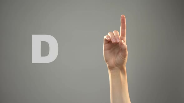 Letter D in Sign Language, Hand on Background, Communication for Deaf ...