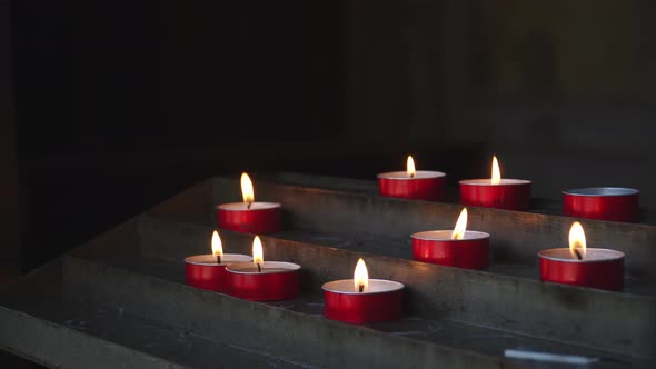 Little Red Candles In A Church, Stock Footage | VideoHive