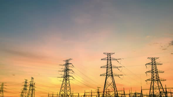 Pylons and substations, Stock Footage | VideoHive