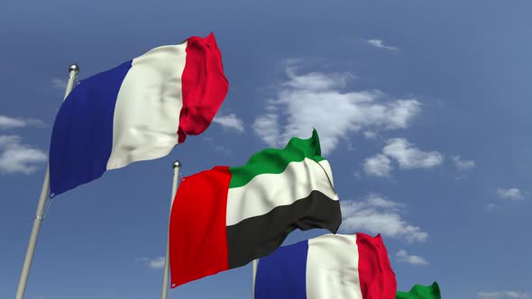 Flags of the UAE and France at International Meeting, Motion Graphics