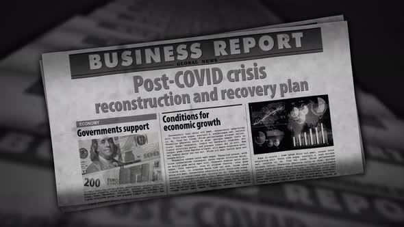 Post-COVID crisis reconstruction and recovery plan retro newspaper ...