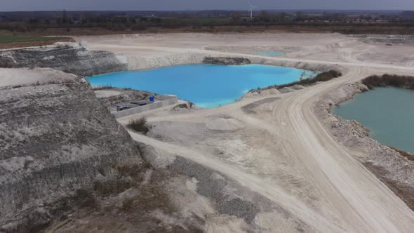 Drone Flight Over Limestone Quarry Water, Stock Footage | VideoHive