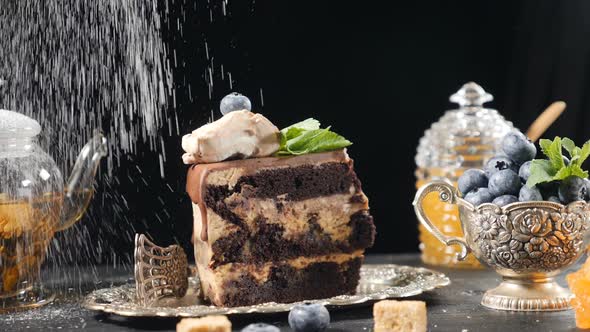 Powdered Sugar Falling on Top of Delicious Cake, Stock Footage | VideoHive