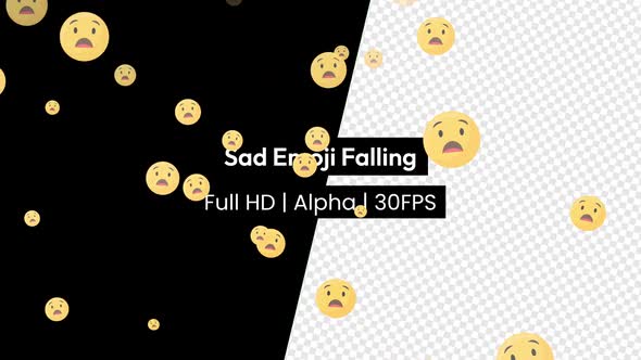Face With Open Mouth Emoji Falling with Alpha, Motion Graphics | VideoHive