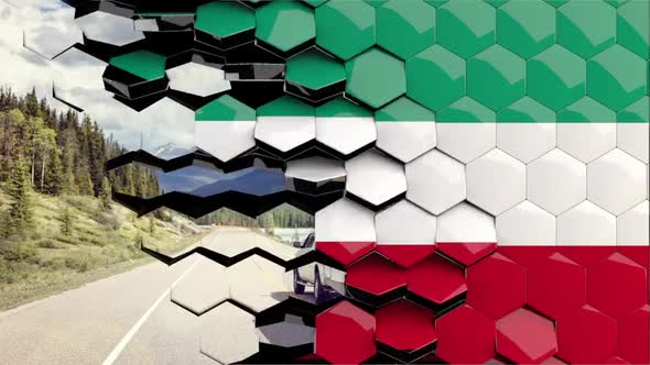 Kuwait Flag Hexagon Transition - 4K Resolution, Motion Graphics | VideoHive