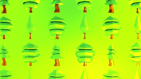 Fantastic Green Background With Rotating 3D Wood Trees Creative Motion ...