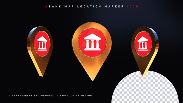 Bank Map Location Marker Icon, Motion Graphics | VideoHive