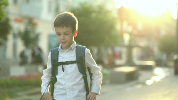 Thoughtful Young Student Goes to School, Stock Footage | VideoHive
