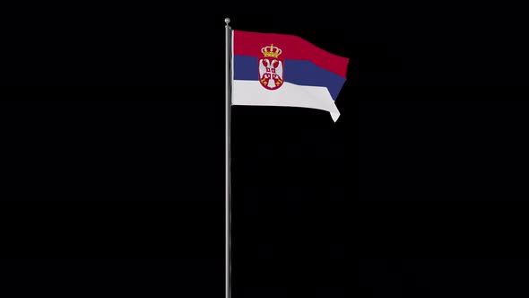 Serbia Flag Pole Loops With Alpha, Motion Graphics | VideoHive