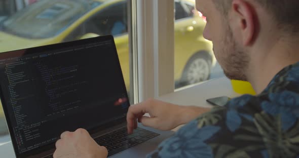 Close Up Man Coding Html And Programming On Screen Monitors Development Web Developer Stock