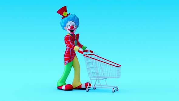 4K fun animation of a clown shopping, Motion Graphics | VideoHive