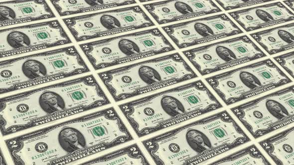 Usa Banknotes Money 2 Dollars - 4K, Motion Graphics | VideoHive