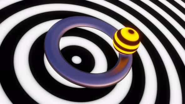 Hypnotic Ball Moving Around the Circle on Illushion Background, Motion Graphics