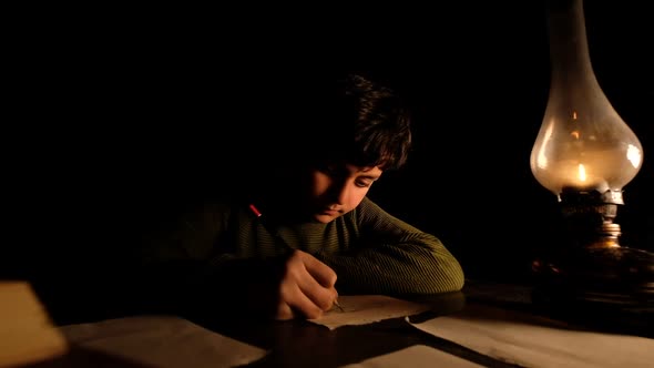 A Child Studying At Night, Stock Footage | VideoHive