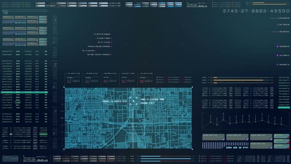 Futuristic HUD Holographic Digital City Map, Motion Graphics | VideoHive