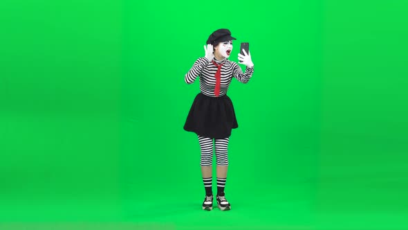 Mime Girl Talking By Video Call, Stock Footage | VideoHive