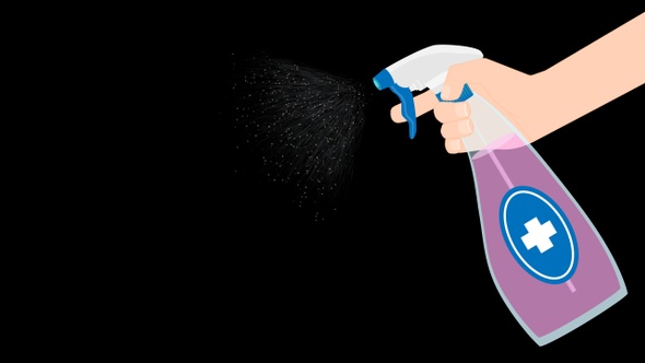 People Using A Disinfectant Spray Bottle Cartoon, Motion Graphics ...