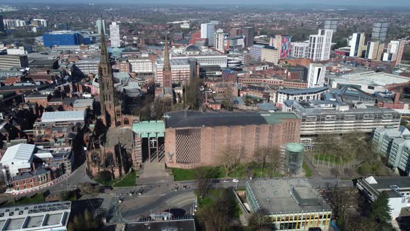 Coventry Cathedral Aerial View Cityscape, Stock Footage | VideoHive
