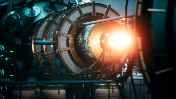 Futuristic Cyberpunk Power Plant Thermonuclear or Nuclear Reactor ...