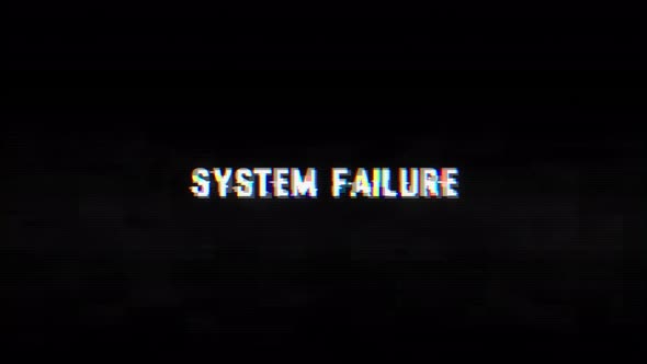 System Failure glitch text with noise and vhs background, Motion Graphics