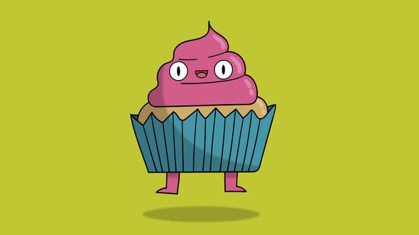 Cute funny muffin animated cartoon character dancing, Motion Graphics