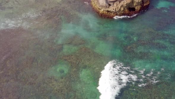 Aerial drone view of the beach at Mahana Point, Bali, Indonesia., Stock ...