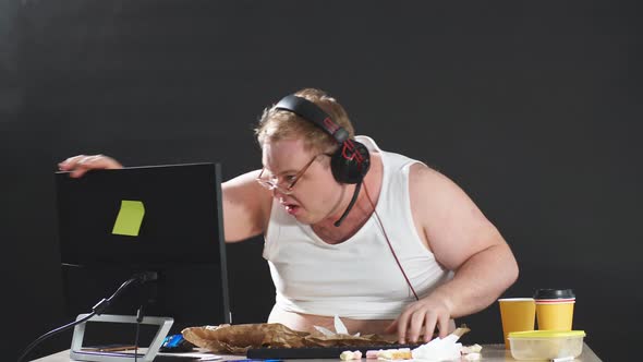 Drunk Guy in Glasses Hitting the Computer, Stock Footage | VideoHive