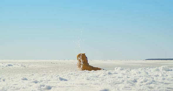Man Fell Through Ice and Drowning in Water Icy Winter Frosty Day, Stock ...