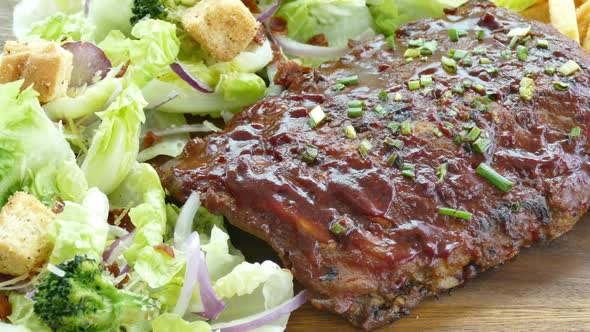 Grilled bbq pork rip with sauce, Stock Footage | VideoHive