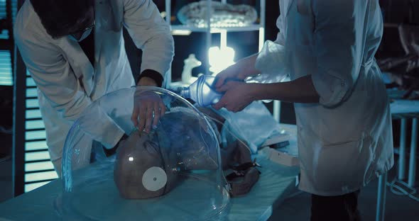 Scientists Physicians Enliven the Alien Creature in the Laboratory of ...