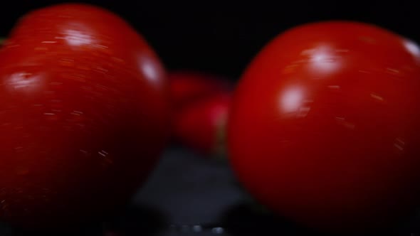 Red Tomato Rolling Hitting Vegetable Leaving, Stock Footage | VideoHive