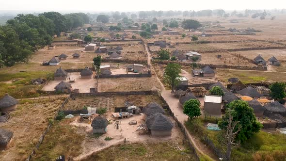 Thatched roof traditional village in Senegal Africa, Stock Footage