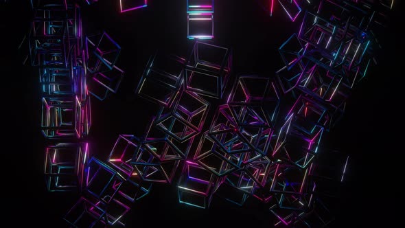 Abstract Multicolor Cube Rotating Looping Background, Motion Graphics