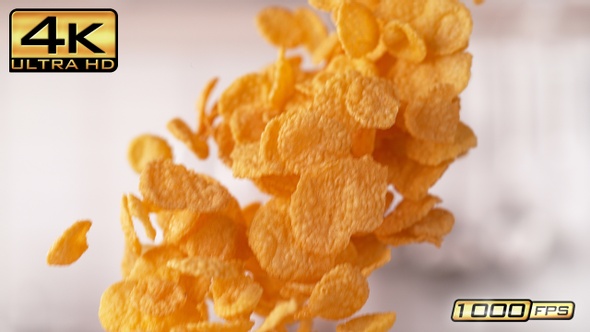 Handful of Falling Cornflakes, Stock Footage | VideoHive