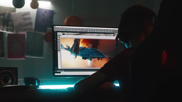 Teenager Creating 3D Cartoon on Computer, Stock Footage | VideoHive