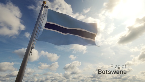 Botswana Flag on a Flagpole, Motion Graphics | VideoHive