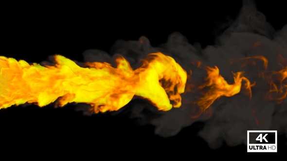Large Scale Fire Flame Stream With Smoke, Motion Graphics | VideoHive