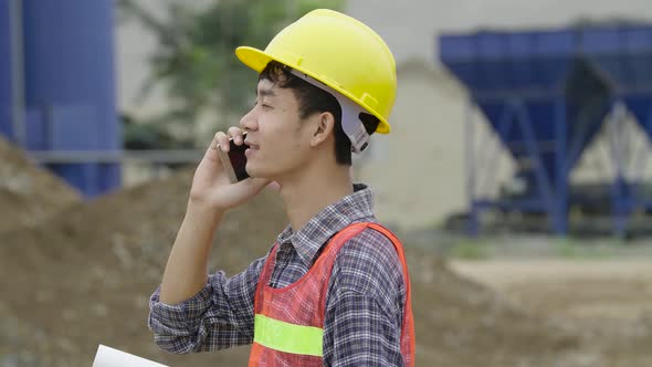 Construction Worker Talking On Phone, Stock Footage | VideoHive