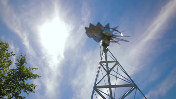 Metal Windmill During Fast Breeze, Stock Footage | VideoHive