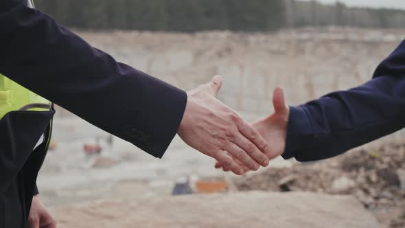 Quarry Supervisor and Manager Shaking Hands, Stock Footage | VideoHive