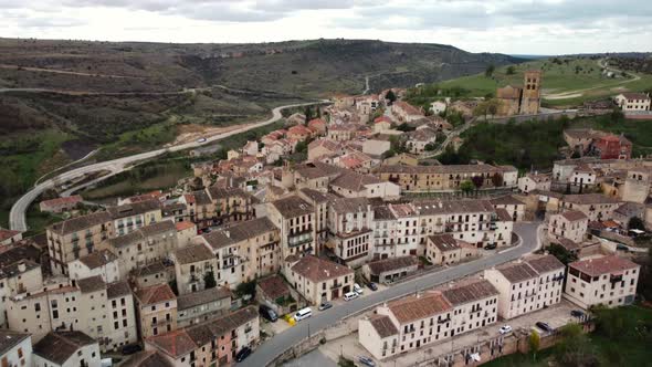 Aerial View of Sepulveda an Old Medieval Town in Segovia Province Spain ...