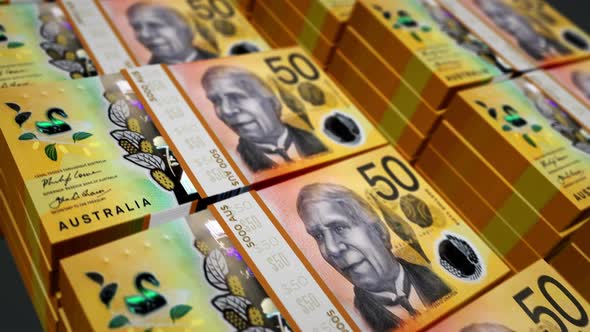 Australian Dollar money banknotes pack seamless loop, Motion Graphics