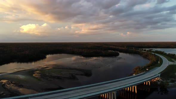 Sunset at the Goodland Bay Bridge in Marco Island, Florida., Stock Footage