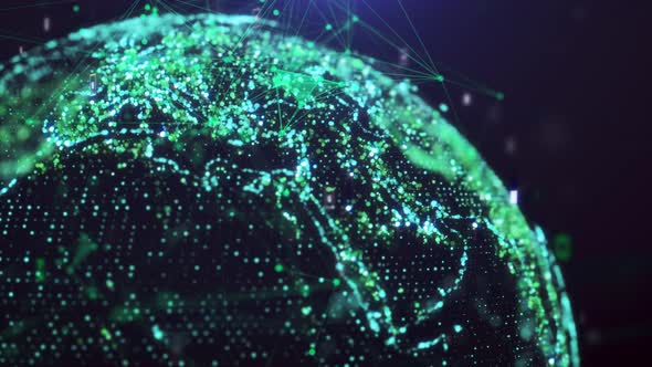 Abstract Digital Network Earth Close Colorize, Motion Graphics | VideoHive