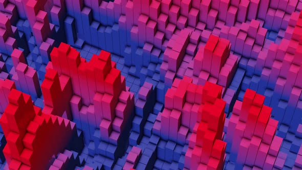 abstract 3d background animation cubes. 4k red and blue color animation ...