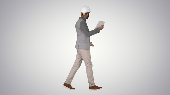 The hipster engineer making video call with tablet showing, Stock Footage